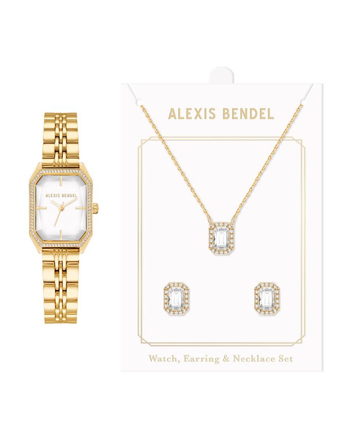 Jessica Carlyle Women's Quartz Gold-Tone Alloy Watch 22mm Gift Set - Macy's