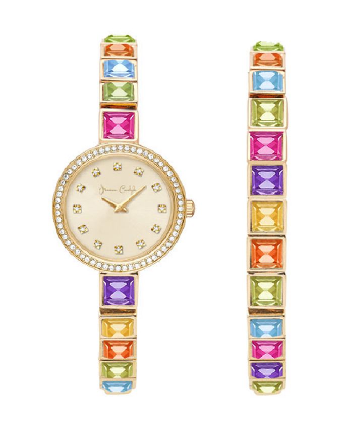 Jessica Carlyle Women's Quartz Gold-Tone Alloy Watch 26mm Gift Set - Macy's