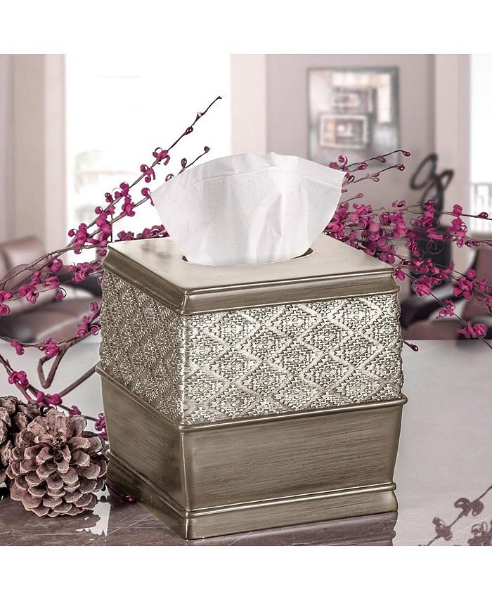 Creative Scents Brushed Silver Tissue Box Cover Square - Macy's