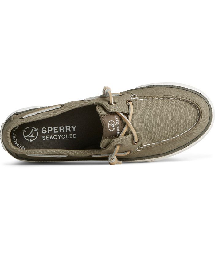 Sperry Women's Sea cycled Bahama 3.0 Platform Textile Green Boat Shoe ...