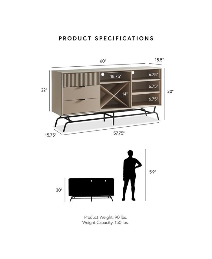 Furniture of America 60" MDF Sami Composite Wine Rack Buffet - Macy's