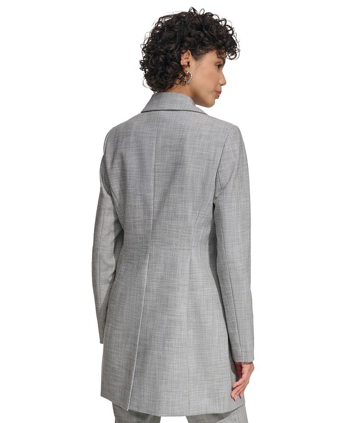 Calvin Klein Petite Shoulder-Padded Blazer Topper Jacket - Macy's