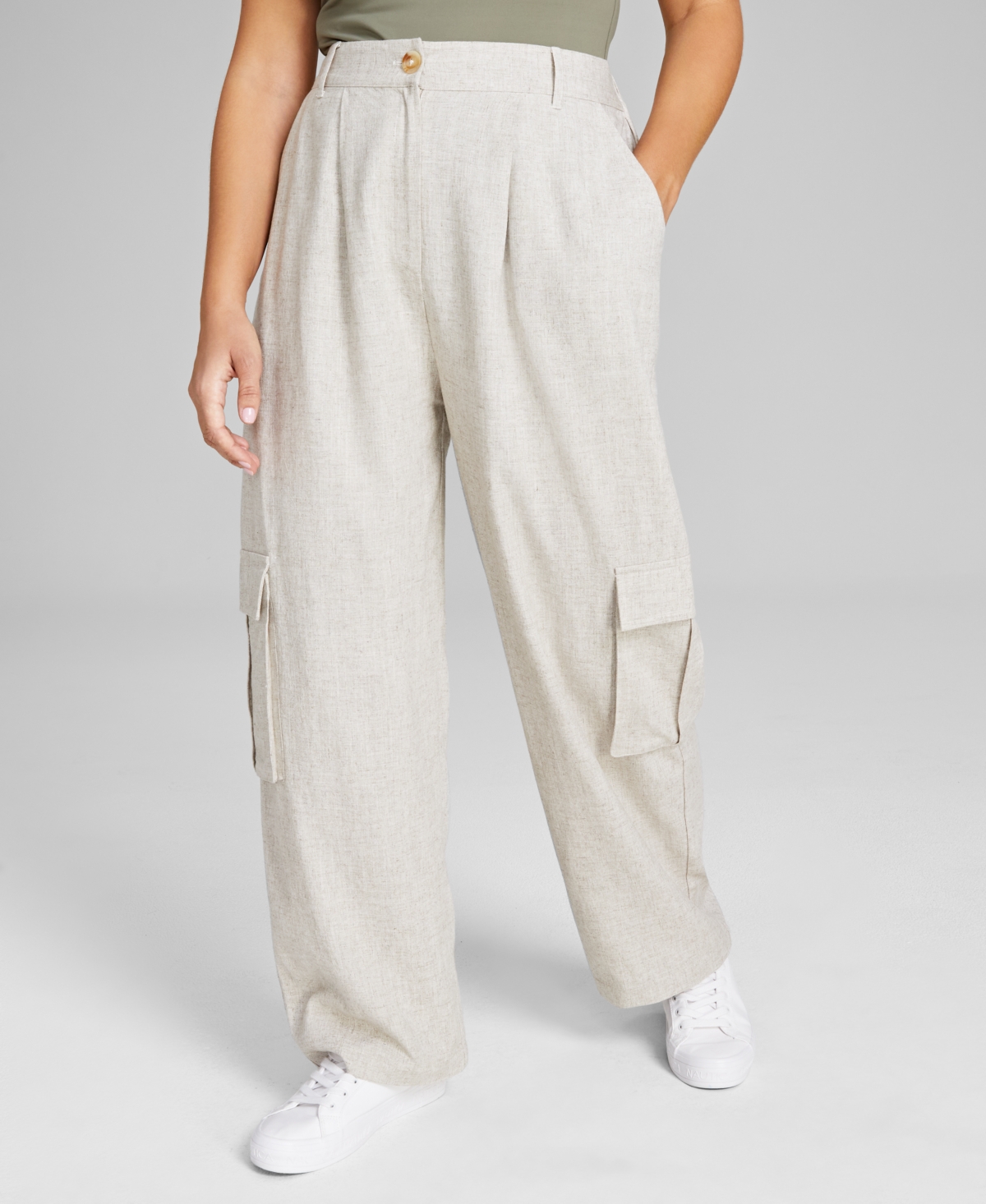 Click here for And Now This Womens High-Rise Linen Blend Cargo Pa... prices