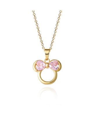 Disney Minnie Mouse Pink Cubic Zirconia Pendant - Macy's