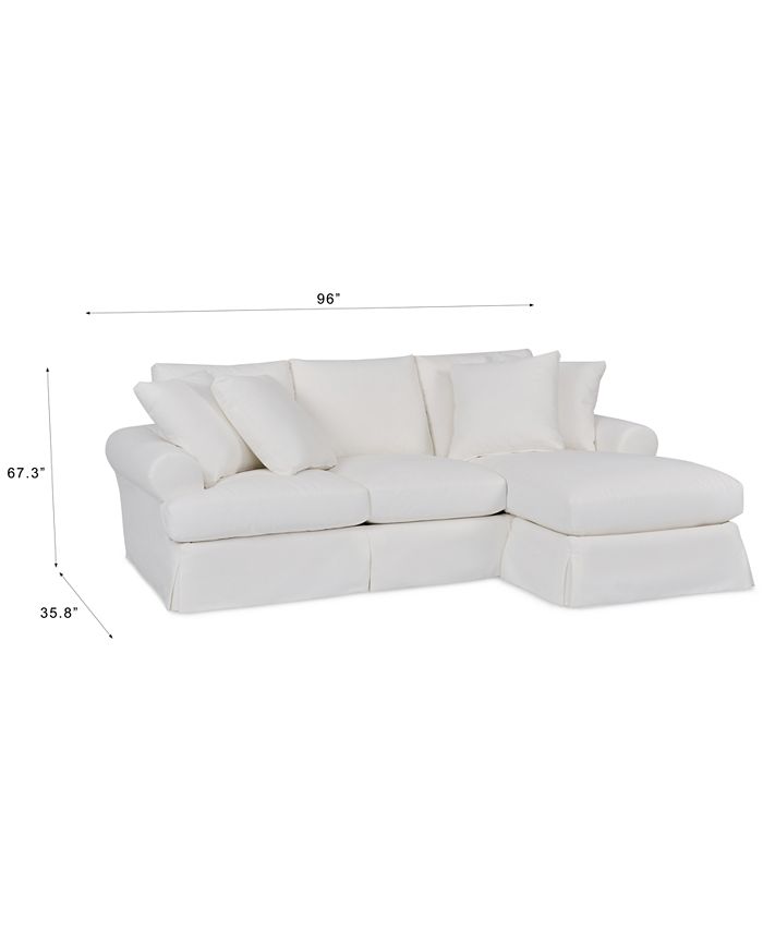 Furniture Brenalee 96" Roll Arm Performance Fabric Slipcover Reversible ...