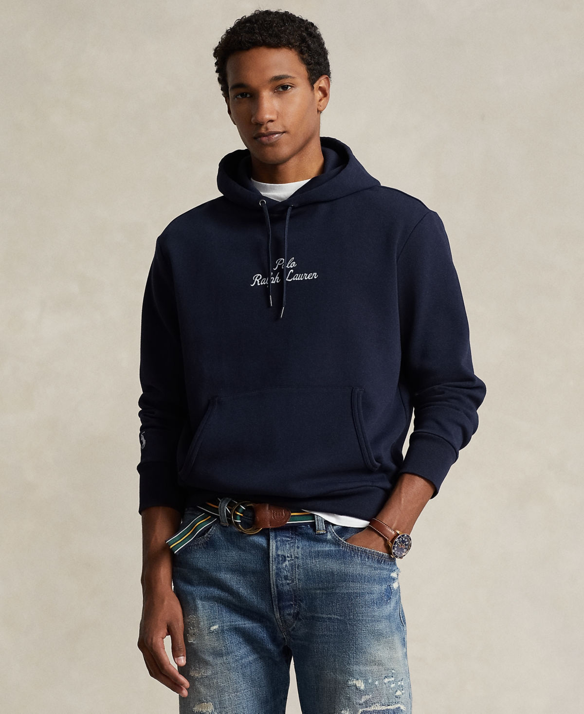 Click here for Polo Ralph Lauren Mens Logo Double-Knit Hoodie - V... prices