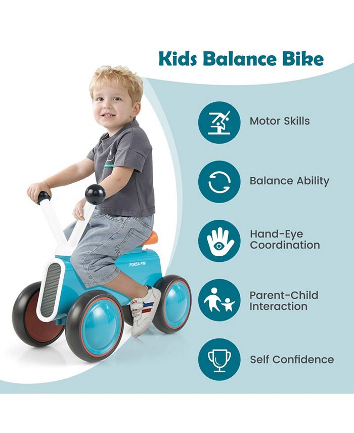 Slickblue 4 Wheels Baby Balance Bike without Pedal-Blue - Macy's