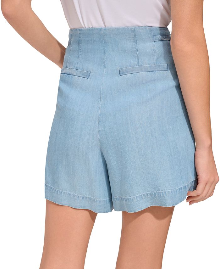 DKNY Women's Pleated High Rise Shorts - Macy's