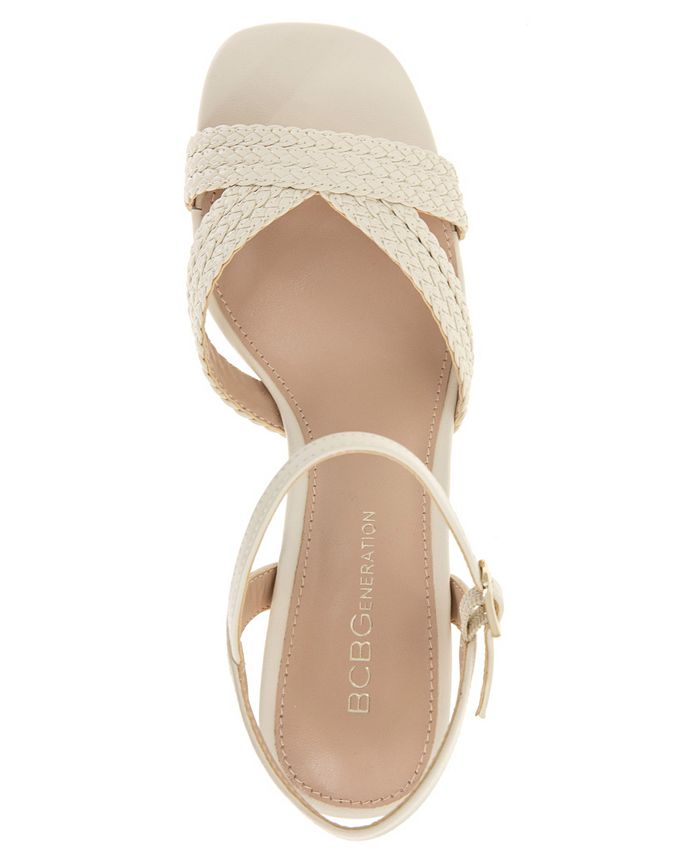 BCBGeneration Women's Dahlia Braided Block Heel Buckle Dress Sandals ...