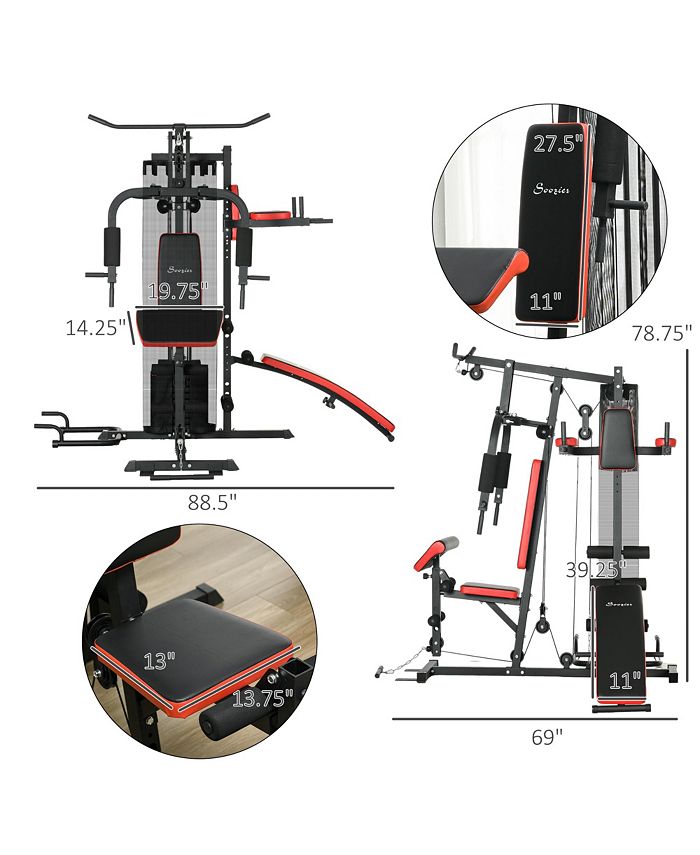 Soozier Multi Home Gym Equipment, Workout Station with 143lbs Weight ...