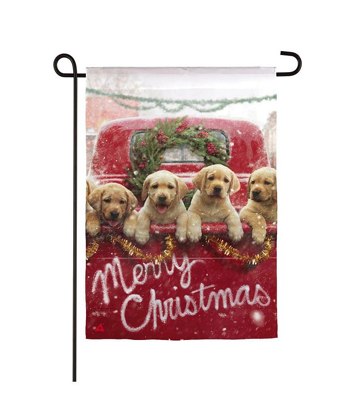 Evergreen Flag Red Truck with Puppies Garden Suede Flag - Macy's