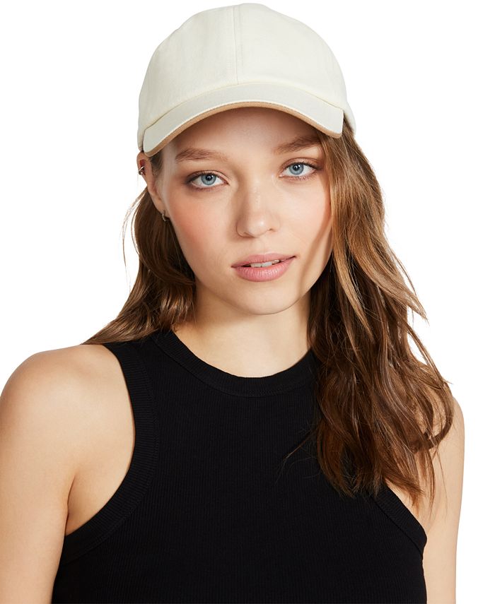 Steve Madden Women's Denim Contrast-Trim Baseball Cap - Macy's