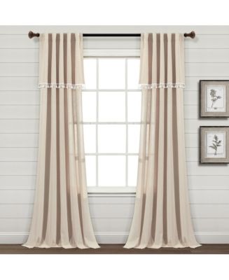 Ivy Tassel Faux Linen Window Curtain Panels - Macy's