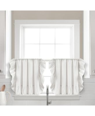 Linen Ruffle Kitchen Tier Window Curtain Panels - Macy's