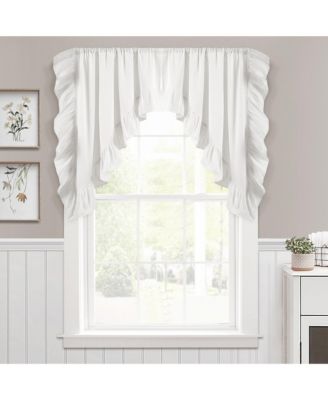 Linen Ruffle Kitchen Swags White Pair 68X38 (Each 34X38) - Macy's