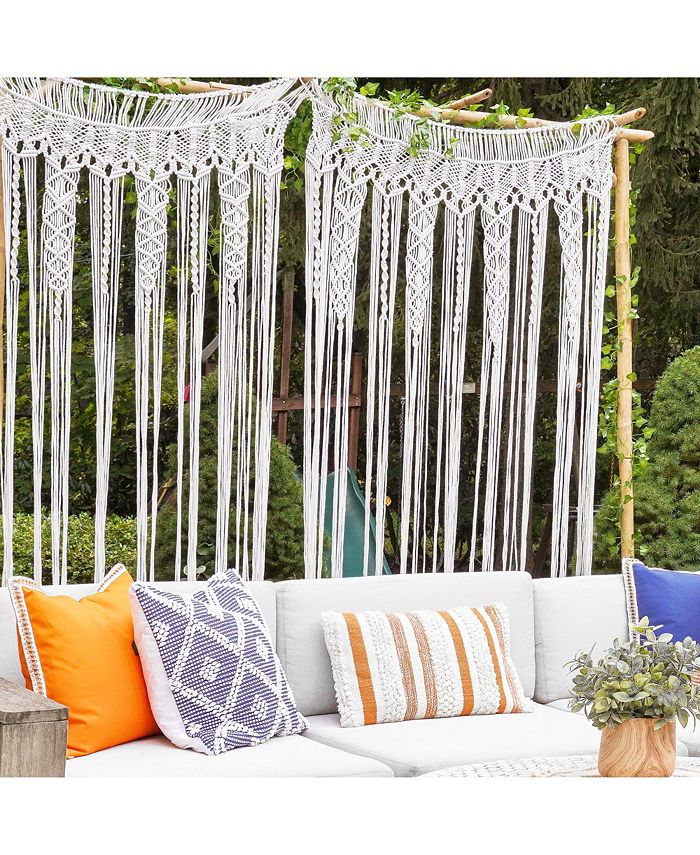 Lush Decor Boho Macrame Textured Cotton Window Curtain/Room Divider/Doorway/Wall Decor - Macy's