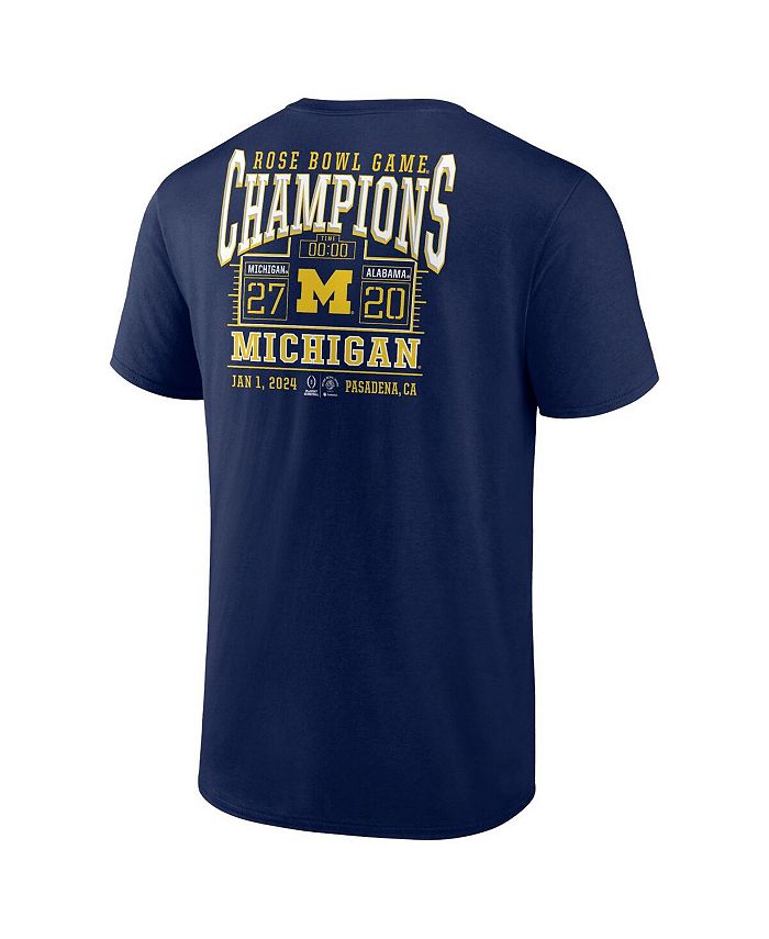 Fanatics Men's Navy Michigan Wolverines College Football Playoff 2024 Rose Bowl Champions Score ...