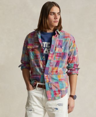 Polo Ralph Lauren Men's Classic-Fit Patchwork Madras Workshirt - Macy's
