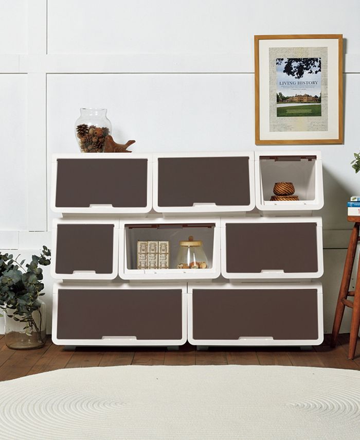 JEJ Astage Large Brown Bin with Flip-Open Lid - Macy's