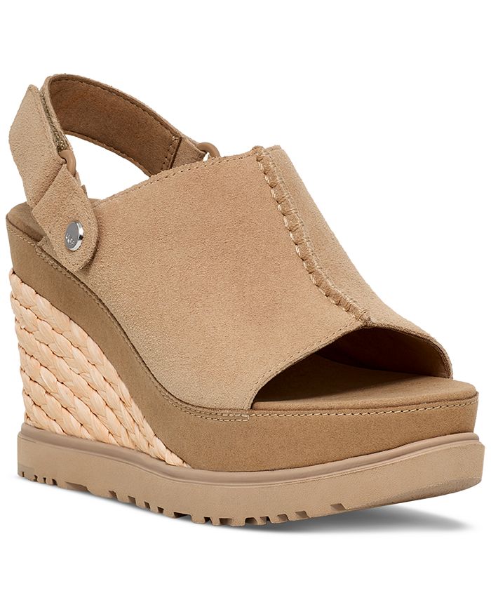 UGG® Women's Abbot Slingback Raffia-Wedge Sandals - Macy's
