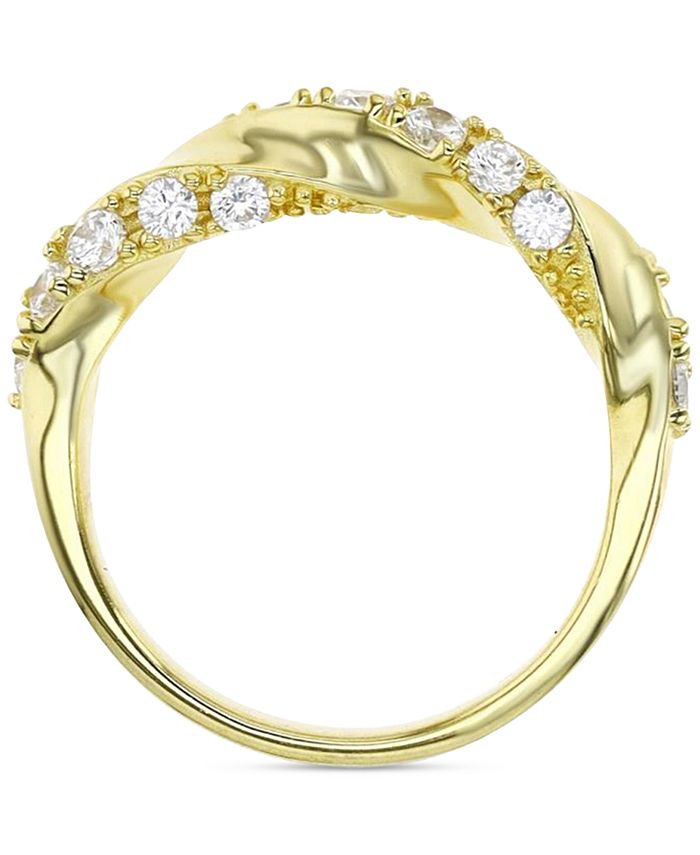 Macy's Cubic Zirconia Twist Style Ring in 14k Gold-Plated Sterling ...