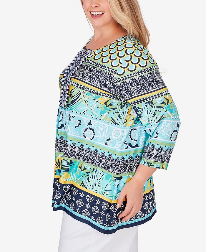 Ruby Rd. Plus Size Tropical Medley Puff Print Top - Macy's