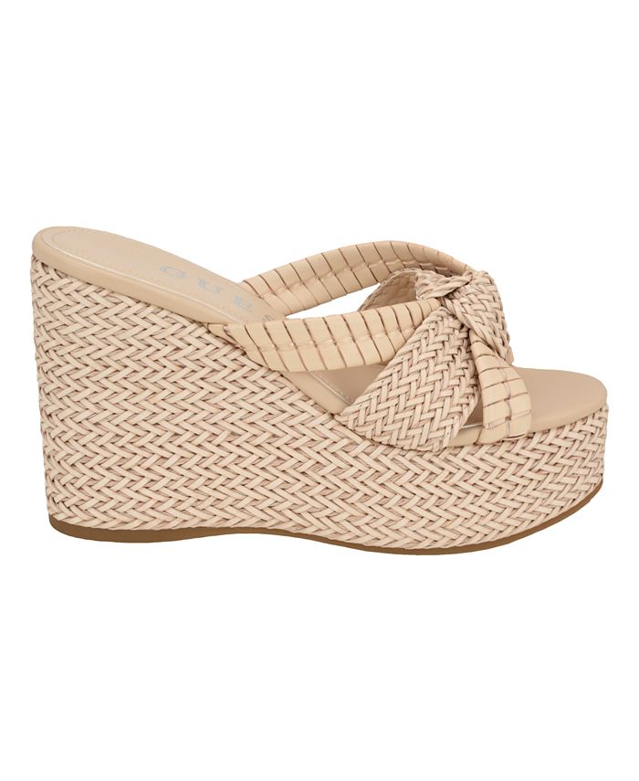 GUESS Women's Eveh Knotted Jute Wrapped Platform Wedge Sandals - Macy's
