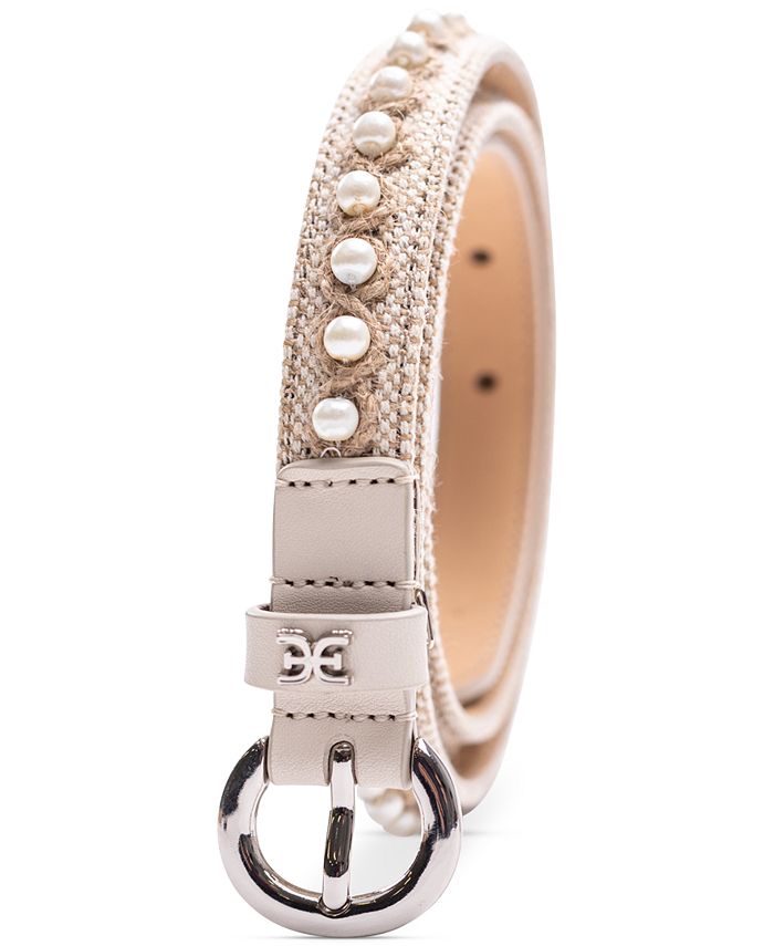 Sam Edelman Women's Skinny Woven Embellished Belt - Macy's