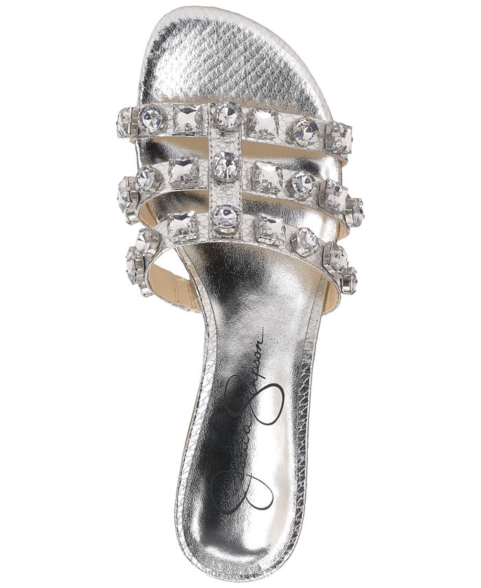 Jessica Simpson Detta Crystal Embellished Slide Sandals - Macy's