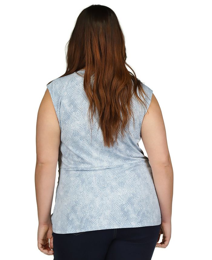 Michael Kors Plus Size Printed Sleeveless Twist Waist Top Macys