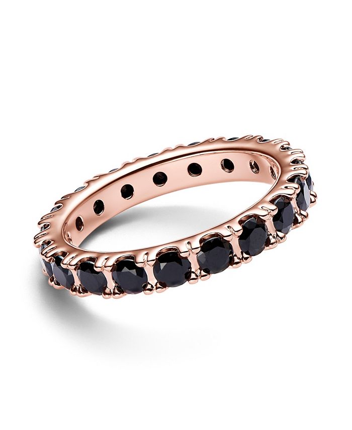 Pandora 14K Rose Gold-Plated Timeless Black Sparkling Row Eternity Ring ...