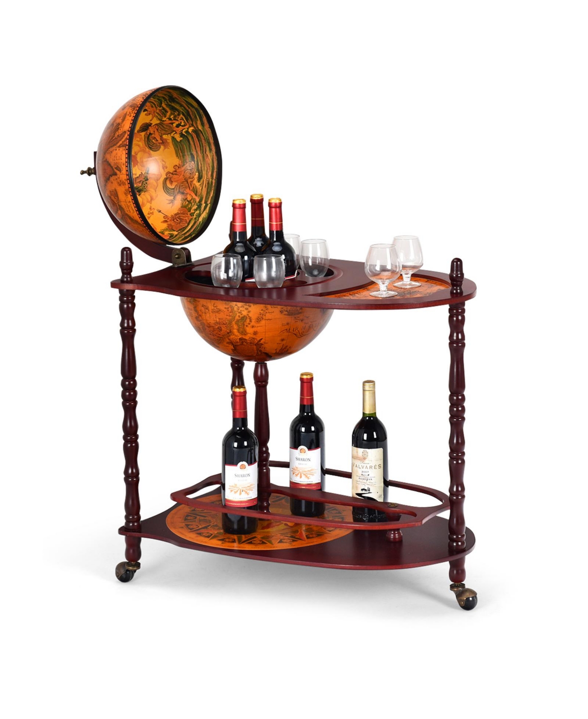 Click here for Vintage like Globe Rolling Wine Bar Cart with Extr... prices