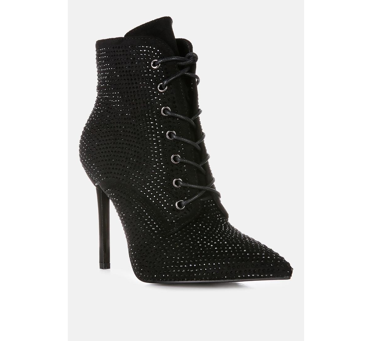 Click here for Head On Faux Suede Diamante Ankle Boots - Black prices