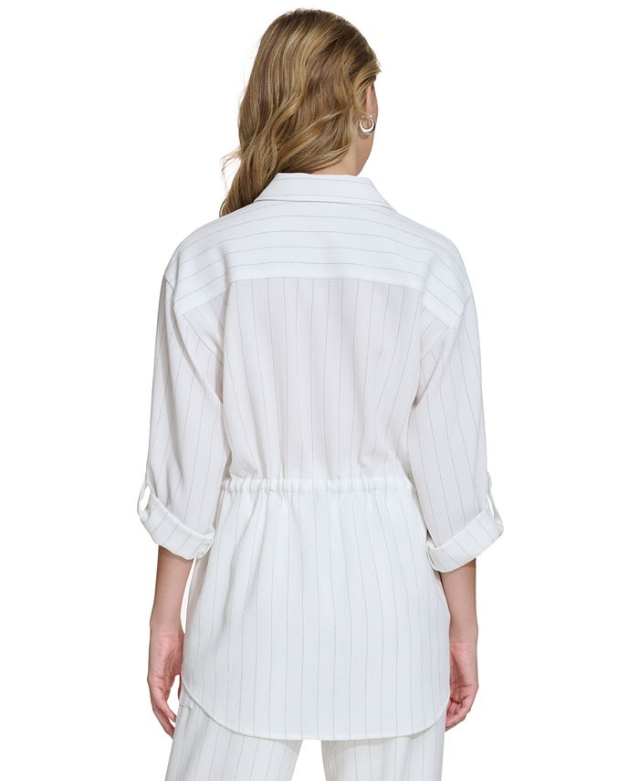 Calvin Klein Women's Striped Drawstring-Waist Tunic - Macy's