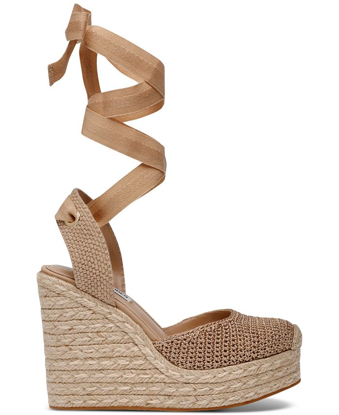 Steve Madden Women's Locket Tie-Up Wrap Platform Wedge Sandals - Macy's