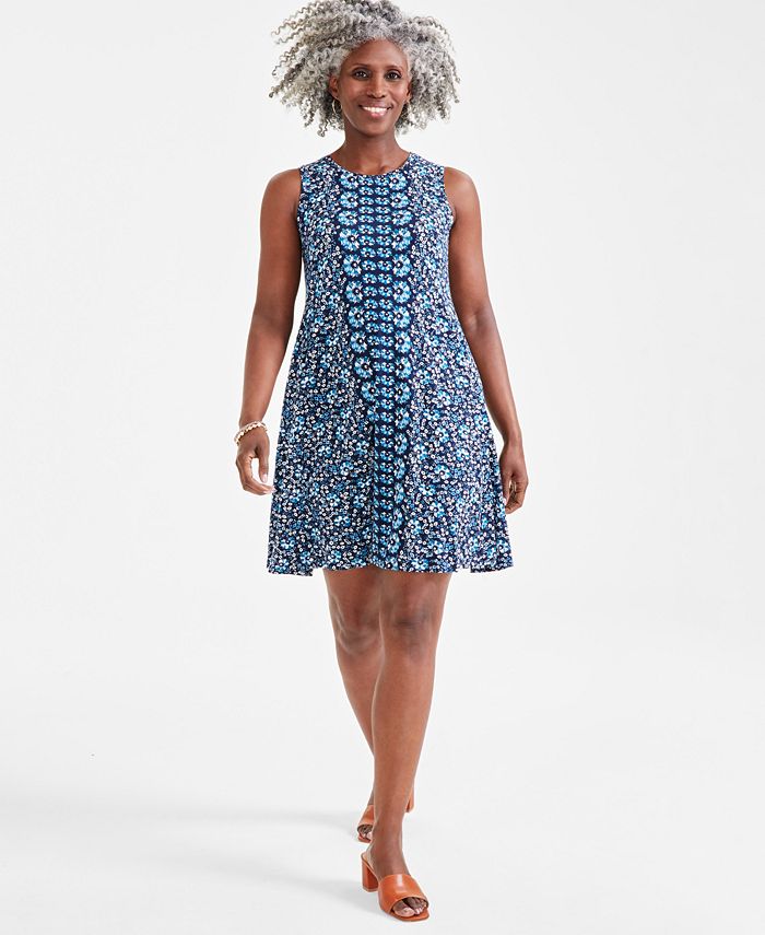 Style & Co Women's Printed Sleeveless Knit Flip Flop Dress, Created for ...