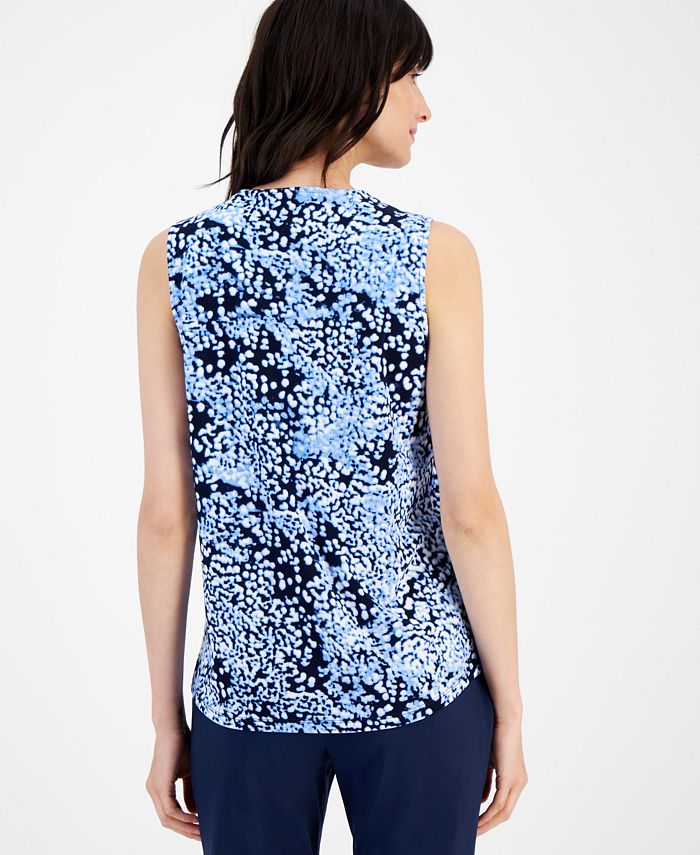 Anne Klein Women's Printed Sleeveless V-Neck Shell Top - Macy's