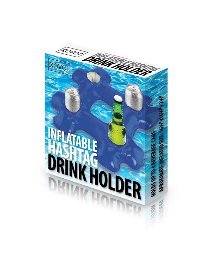 KOVOT Inflatable Hashtag Drink Holder: Blue Pool & Beach Accessory with ...