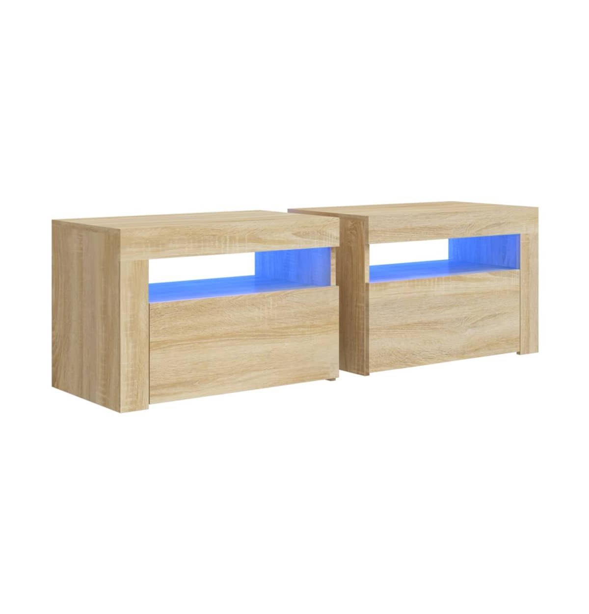 Click here for Bedside Cabinets 2 pcs with LEDs Sonoma Oak 23.6x1... prices