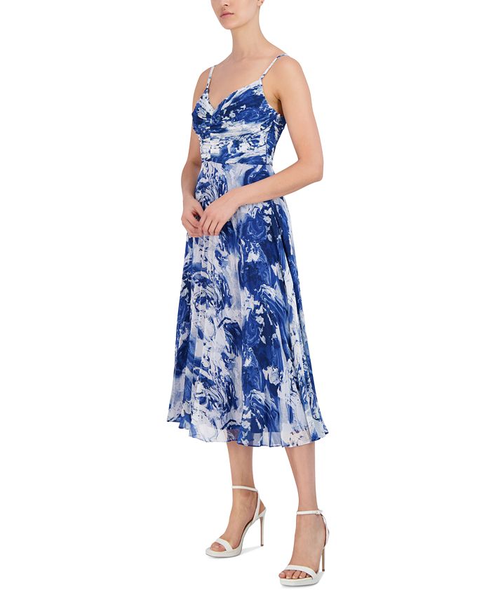 BCBG NEW YORK Women's Printed Pleated Midi Dress - Macy's