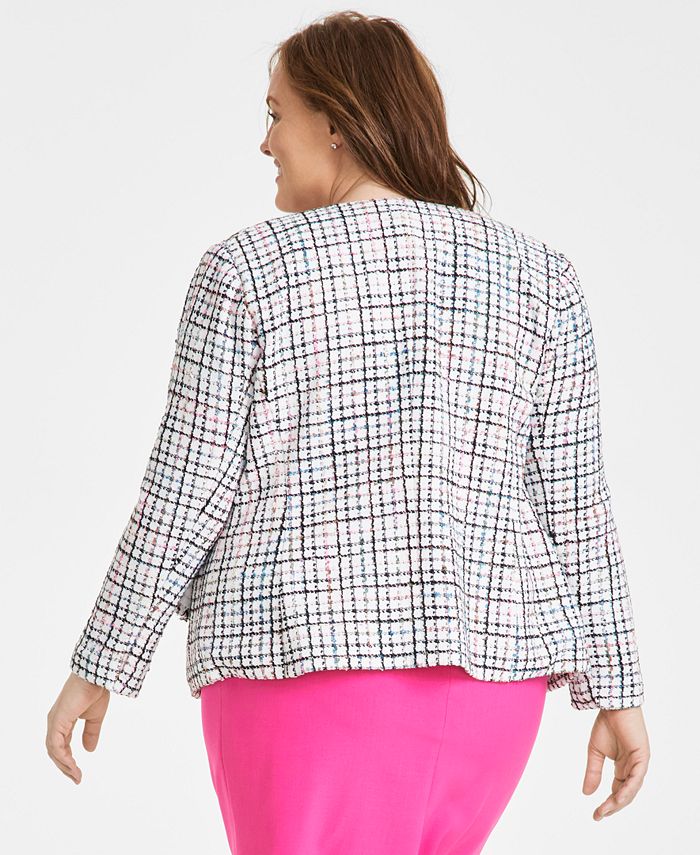 Kasper Plus Size Tweed Fringe Jacket - Macy's