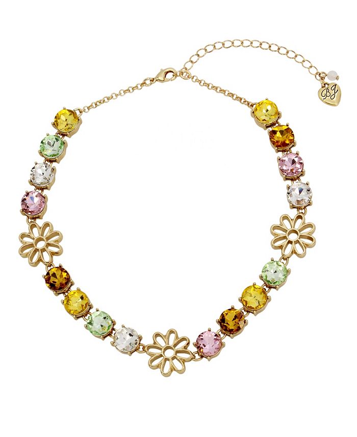 Betsey Johnson Faux Stone Daisy Gem Collar Necklace - Macy's