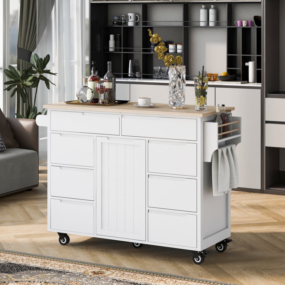 Click here for Streamdale Rubber Wood Countertop Kitchen Cart wit... prices