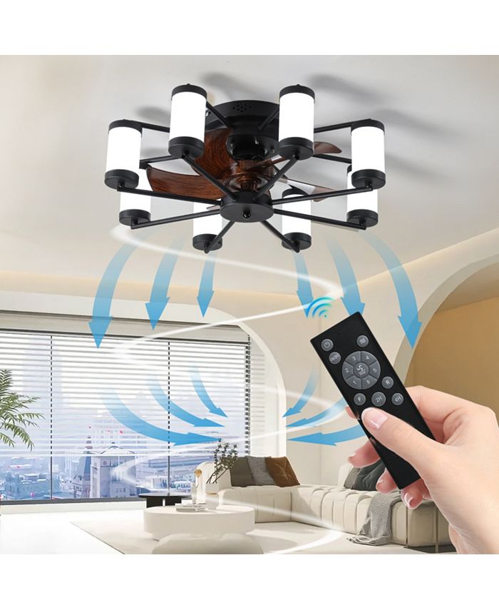 Simplie Fun 21.7 Inch Ceiling Fan Light - Windmill-Shaped Flush Mount ...