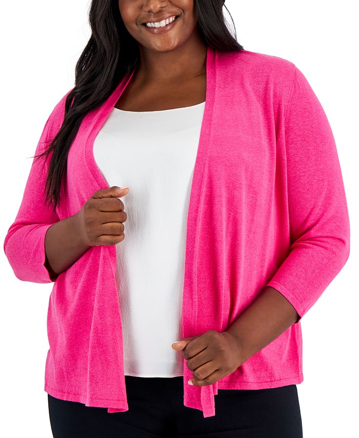Kasper Plus Size Open-Front Cardigan - Macy's