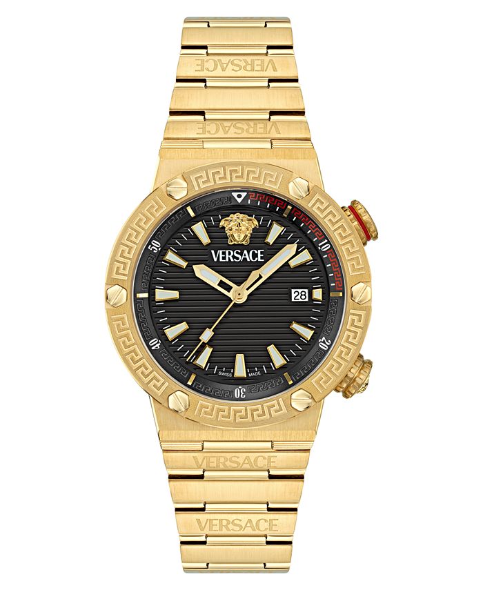 Versace Men's Swiss Gold Ion Plated Stainless Steel Bracelet Watch 43mm ...