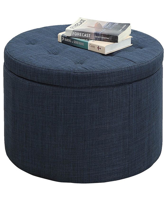 Convenience Concepts 22" Faux Linen Round Shoe Storage Ottoman - Macy's