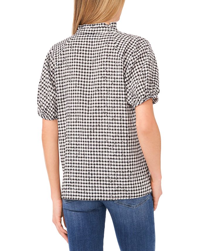CeCe Women's Ruffled V-Neck Raglan Puff-Sleeve Blouse - Macy's