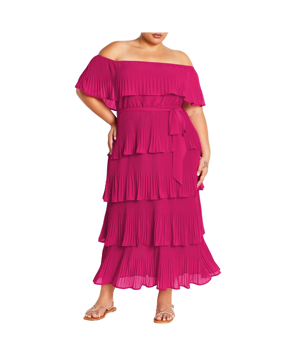 Click here for City Chic Plus Size Night Garden Dress - Hot pink prices