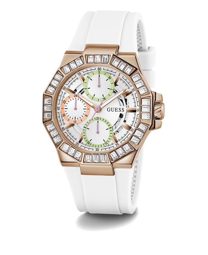 GUESS Women's Analog White Silicone Watch 39mm - Macy's